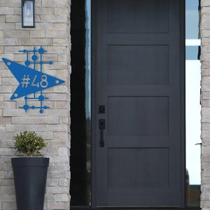 Metal Address Sign, MCM House Numbers Plaque, Mid Century Modern Home ...