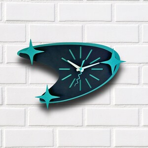 Mid Century Modern Boomerang Clock, Dorm Decor Gift, Small Starburst ...