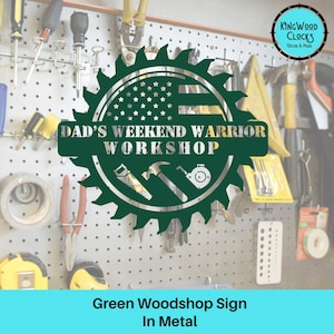 Personalized Woodshop Sign, Dad's Workshop Metal Wall Plaque, Custom ...