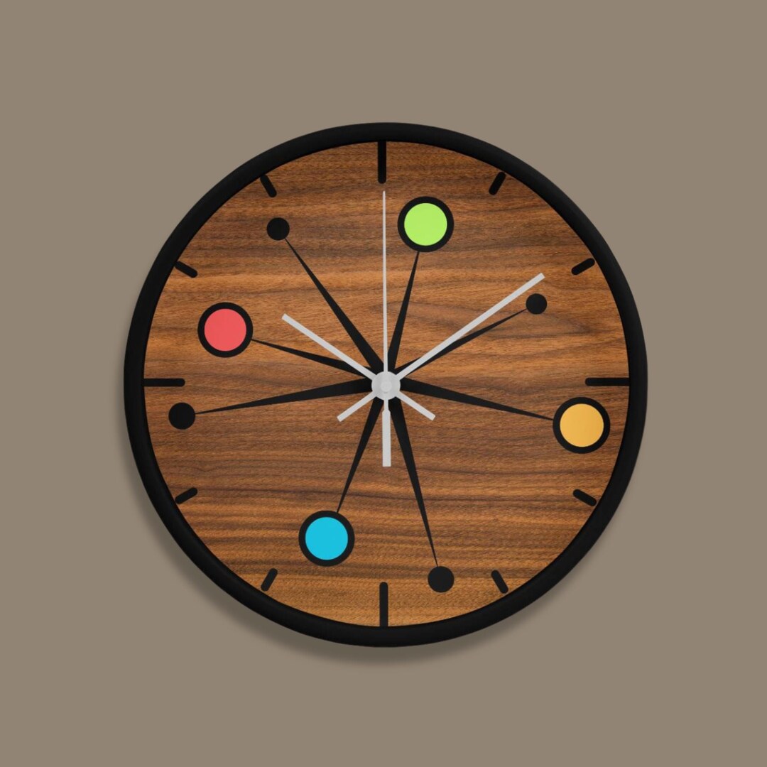 Mid Century Modern Colorful Ball Clock, Retro Style Living Room Decor ...