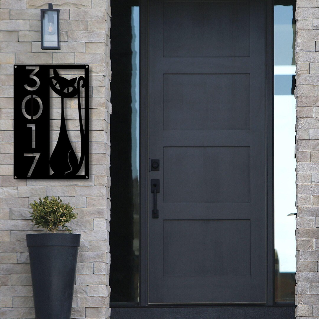 Atomic Cat Address Sign, MCM Vertical Numbers Plaque, Mid Century ...