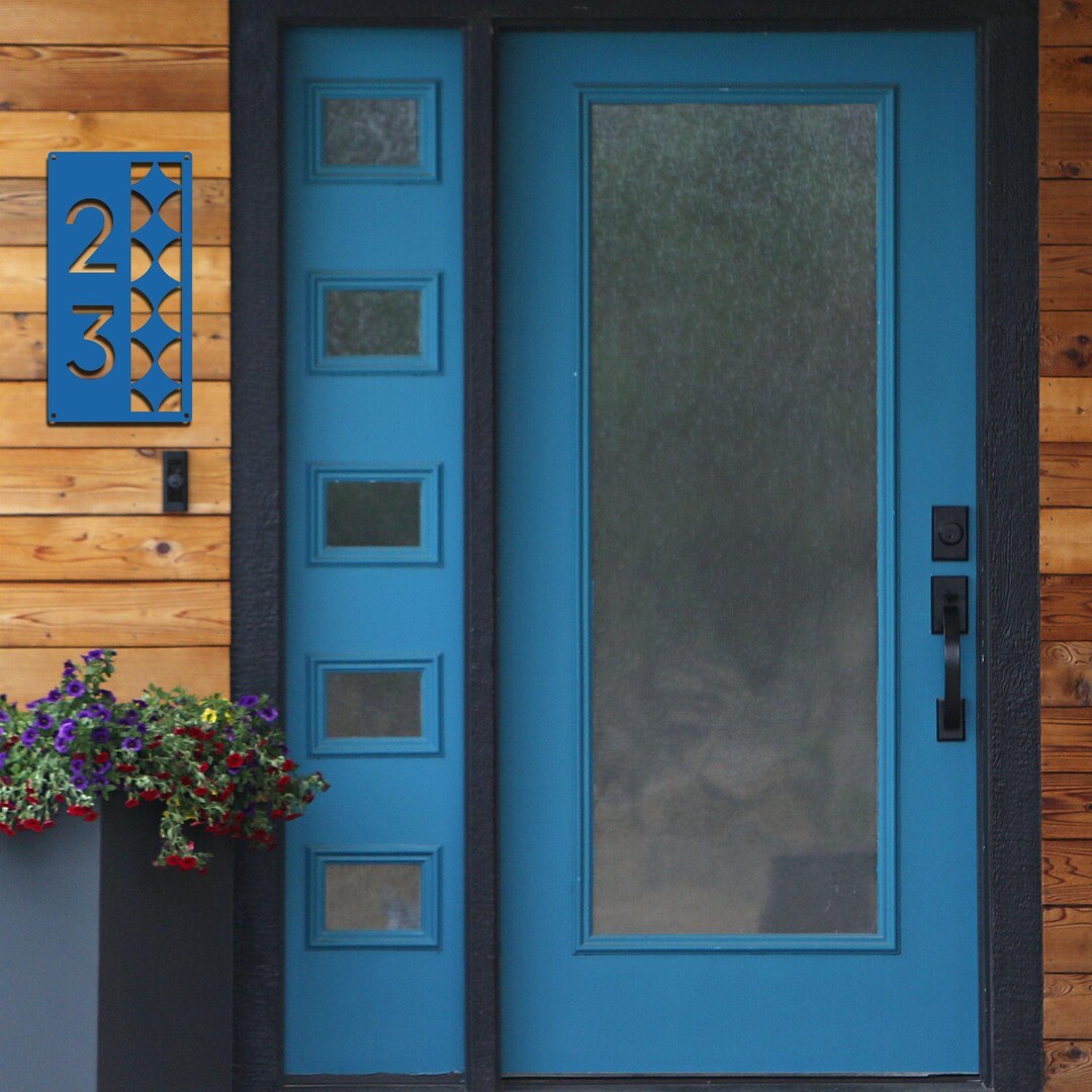 Vertical Metal Address Sign, MCM Numbers Steel Plaque, Mid Century ...