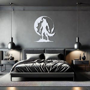 Werewolf Howling at Moon Metal Wall Art, Gothic Home Decor, Spooky ...