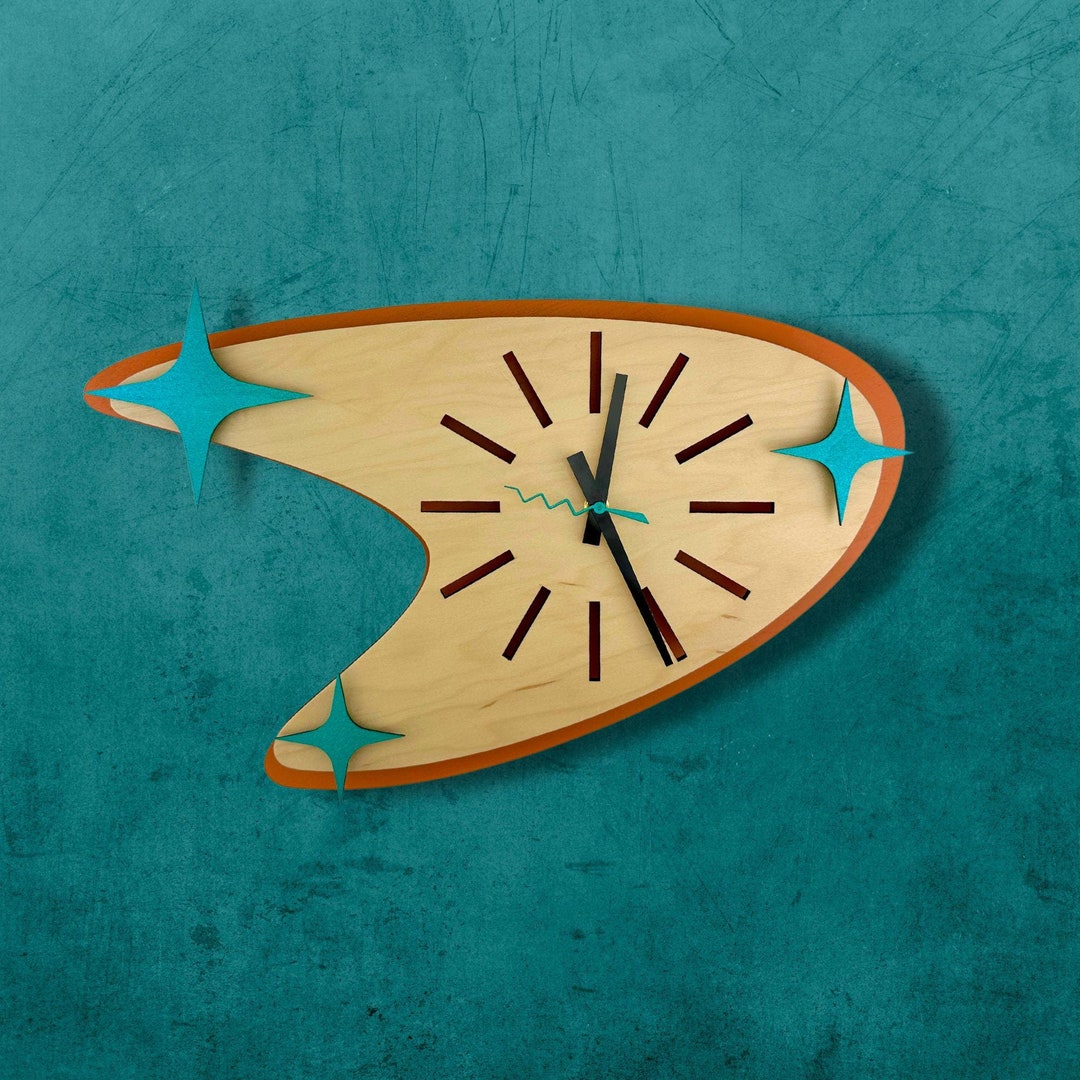 Mid Century Modern Wall Clock, Perfect Gift for Women, Retro Boomerang ...