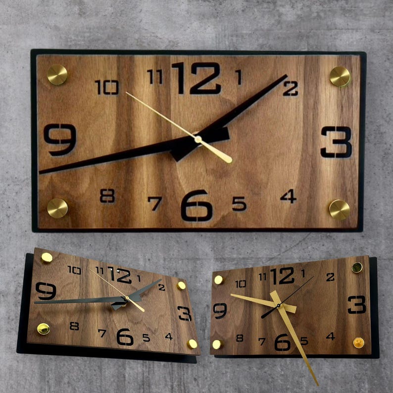 Mid Century Modern Wall Clock, Office Wall Decor, Handmade Walnut Wood ...