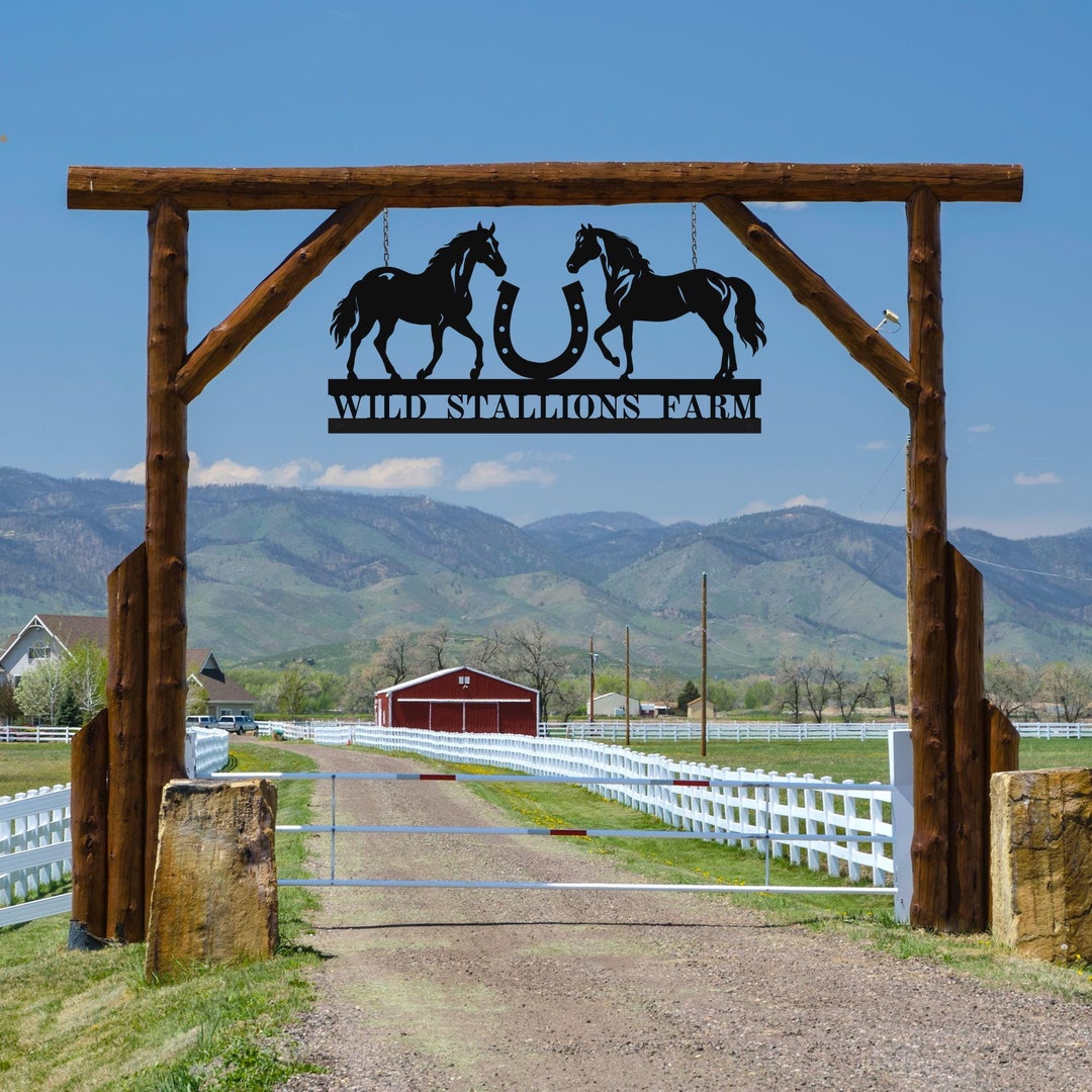 Custom Horse Ranch Metal Sign, Personalized Gate Entry Plaque, Horse ...