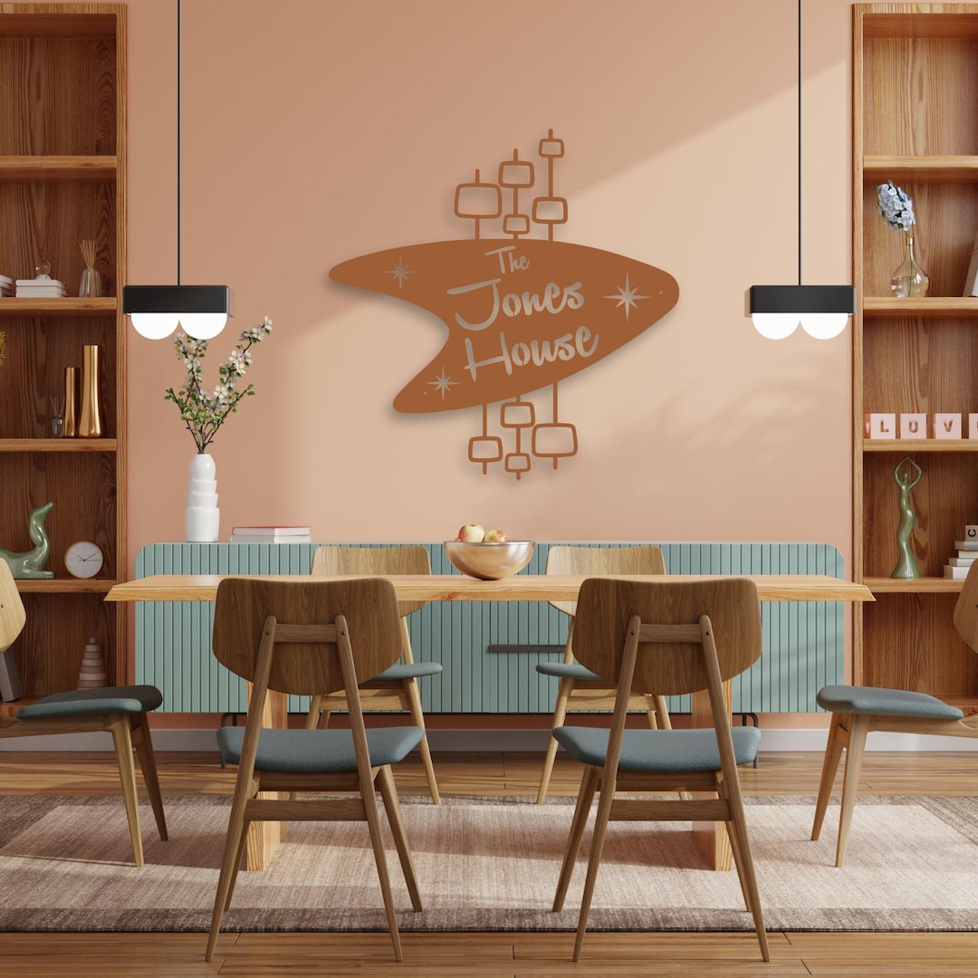 Custom Retro Copper Sign, Personalized Mid Century Modern Wall Art ...