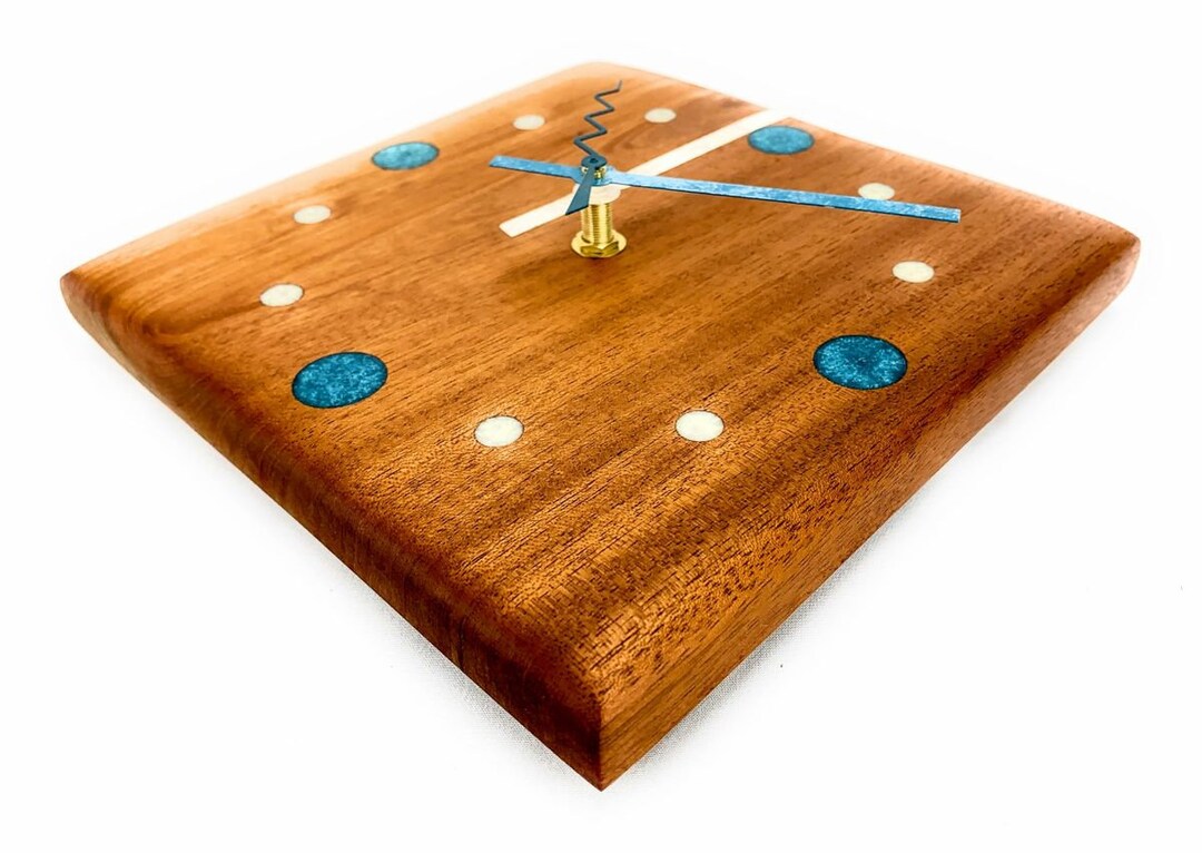 Mahogany Wood Wall Clock W/ Epoxy Inlay Cosmic Blue / Pearl - Etsy
