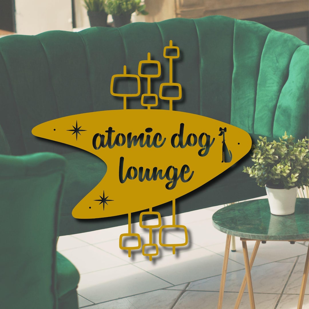 Atomic Dog Lounge Sign, Mid Century Modern Decor, Whimsical Wall ...
