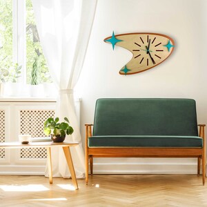 Retro Boomerang Wall Clock, Mid Century Modern 50s Kitchen Decor ...