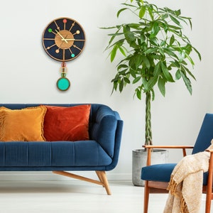 Mid Century Modern Pendulum Ball Clock, Vintage 50s Room Decor, Retro ...