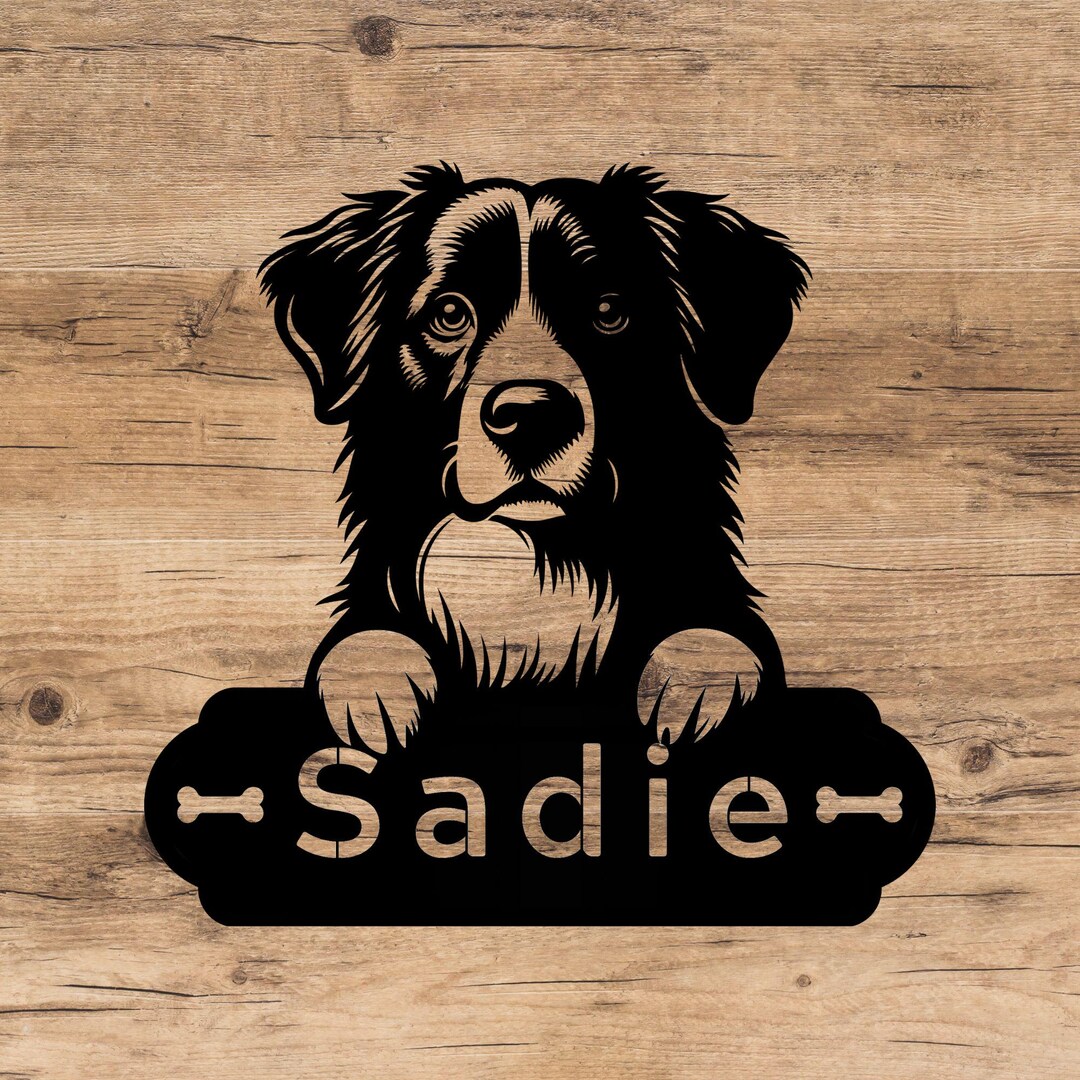 Personalized Border Collie Dog Name Sign, Canine Breed Metal Wall ...