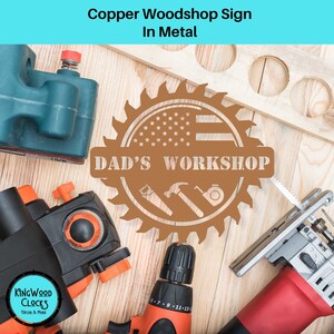 Personalized Woodshop Sign, Dad's Workshop Metal Wall Plaque, Custom ...