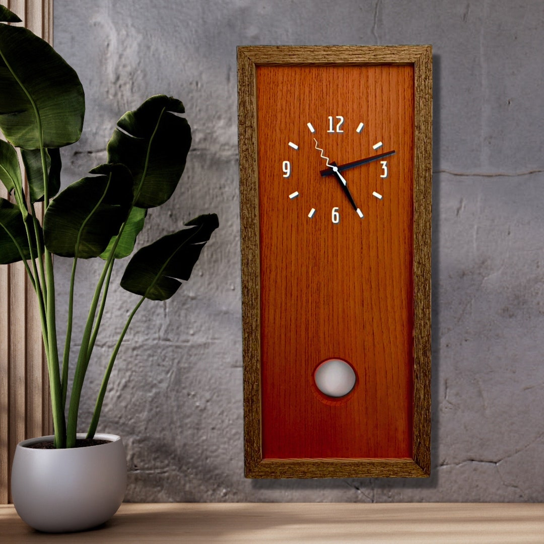 Cedar Pendulum Wall Clock in Orange & White, Kingwood Clocks Decor ...