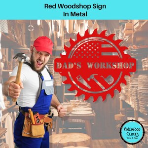 Personalized Woodshop Sign, Dad's Workshop Metal Wall Plaque, Custom ...