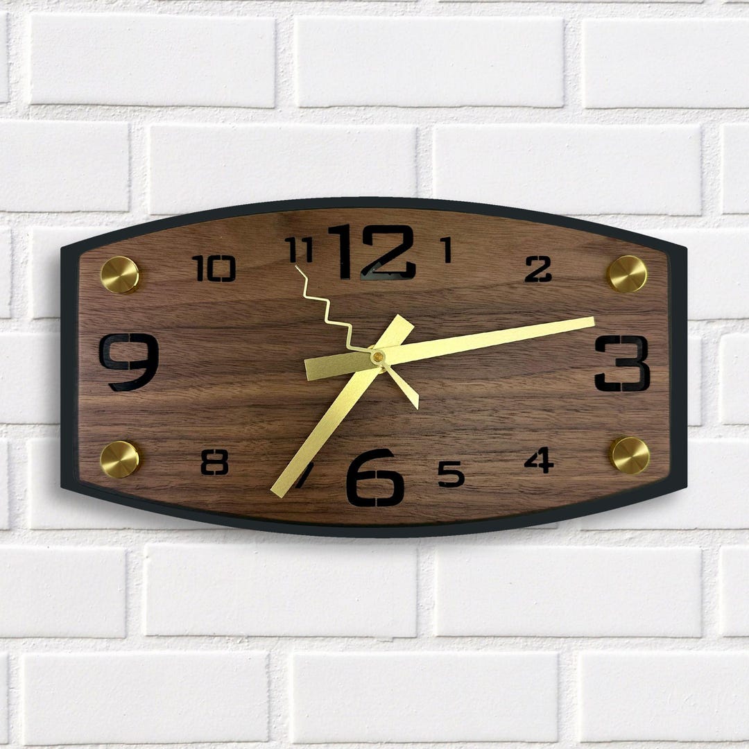 Office Wall Clock, Masculine Wall Art, Handmade Walnut Wood Clock ...