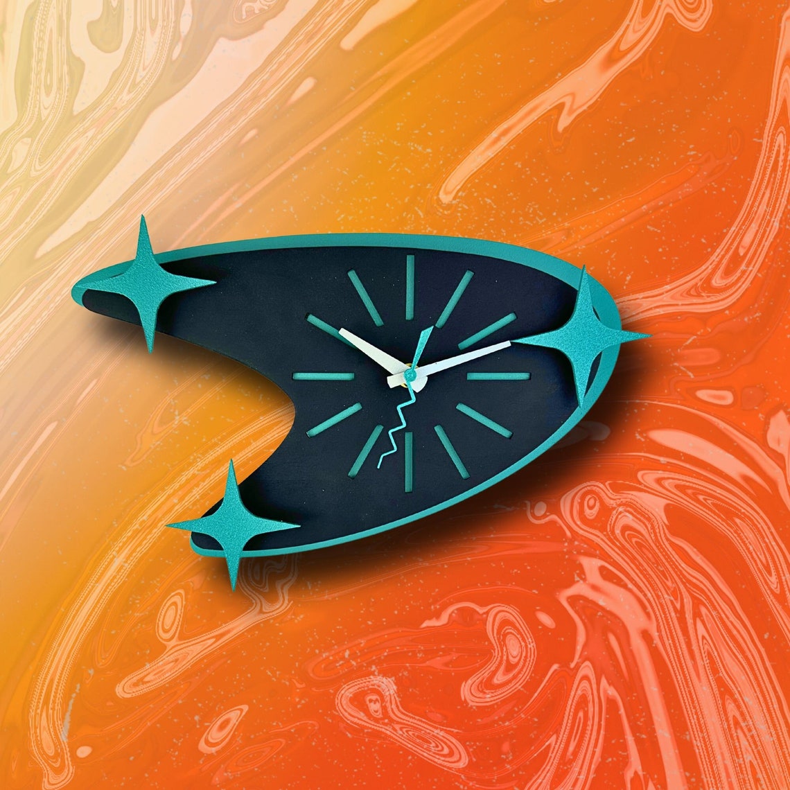 Mid Century Modern Boomerang Clock, Dorm Decor Gift, Small Starburst ...