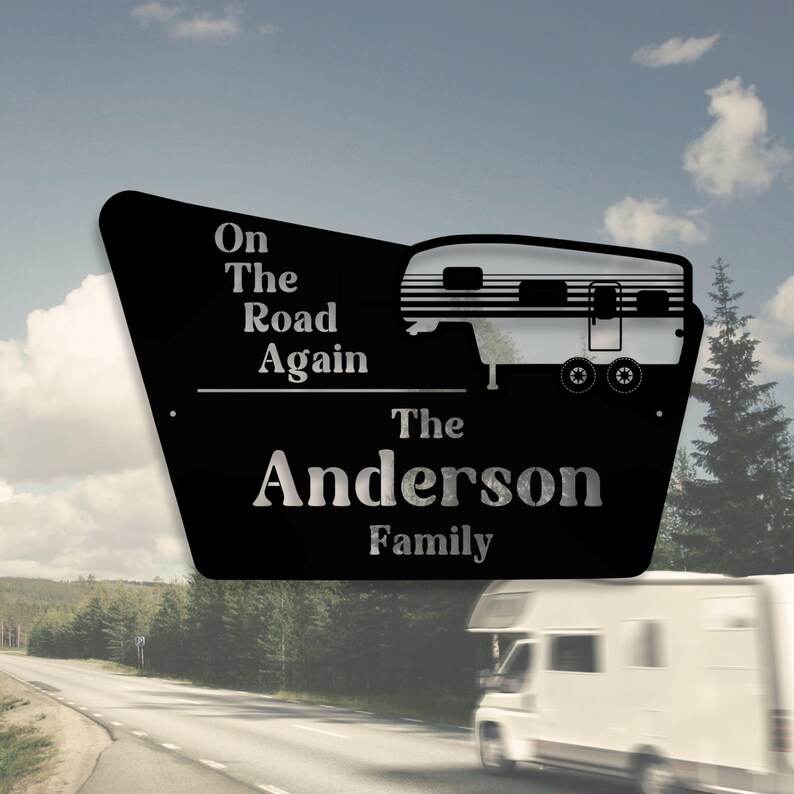 Custom RV Name Sign, Personalized Fifth Wheel Name Decor, Road Travel ...