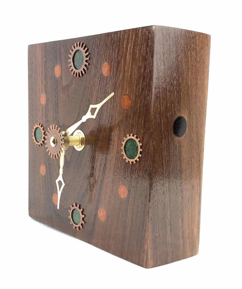 Reclaimed Walnut Slab Quartz Wall / Shelf Clock W/ Metal Gears - Etsy