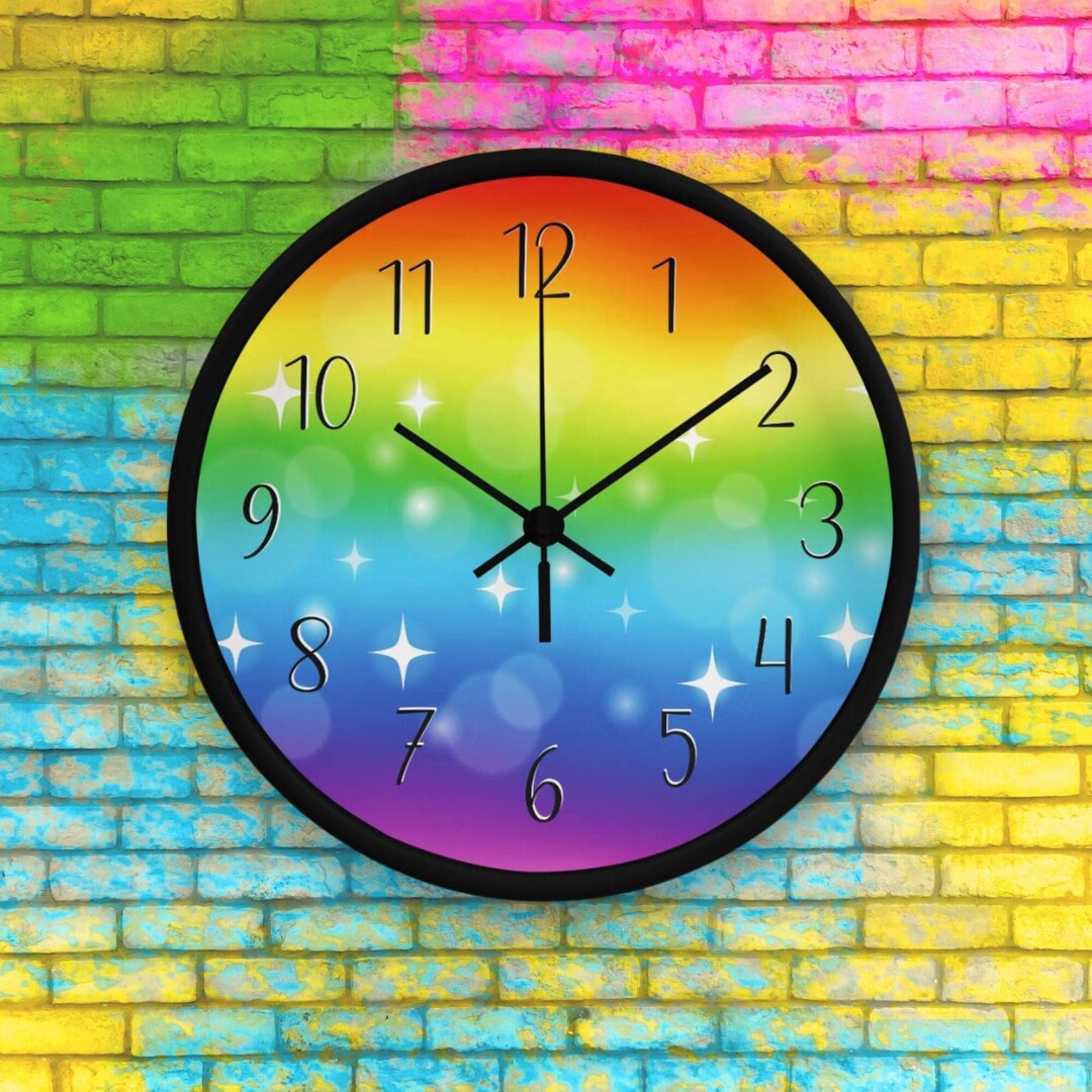 Rainbow Sparkle Wall Clock, LGBTQ Pride Decor, Inclusive Gift, Colorful ...
