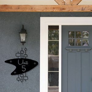 MCM Boomerang Address Sign, Mid Century Modern House Number, Front ...