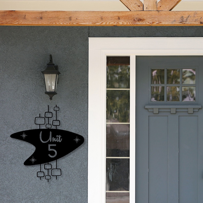 Mid Century Modern Boomerang Address Sign, Metal House Number Plaque - Etsy