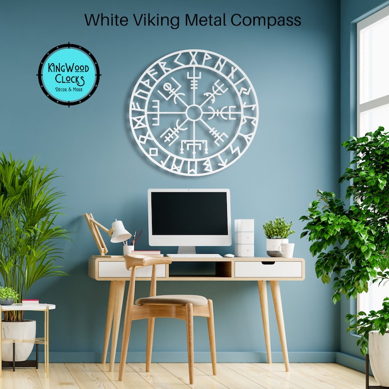 Vegvisir Rune Metal Wall Art, Viking Compass, Icelandic Wayfinder Sign ...