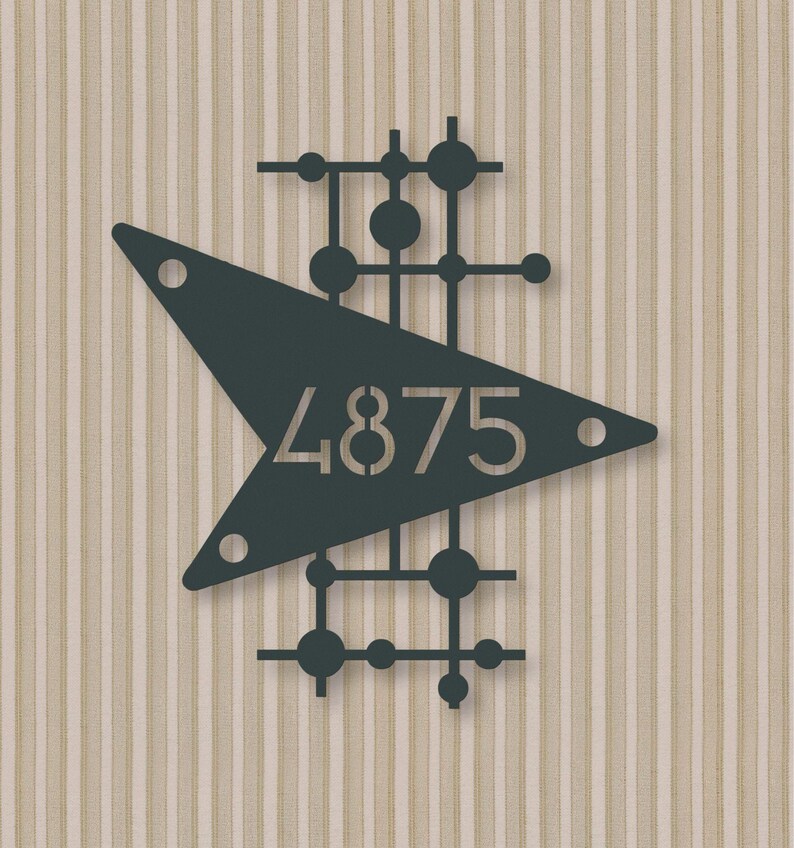 Metal Address Sign, MCM House Numbers Plaque, Mid Century Modern Home ...