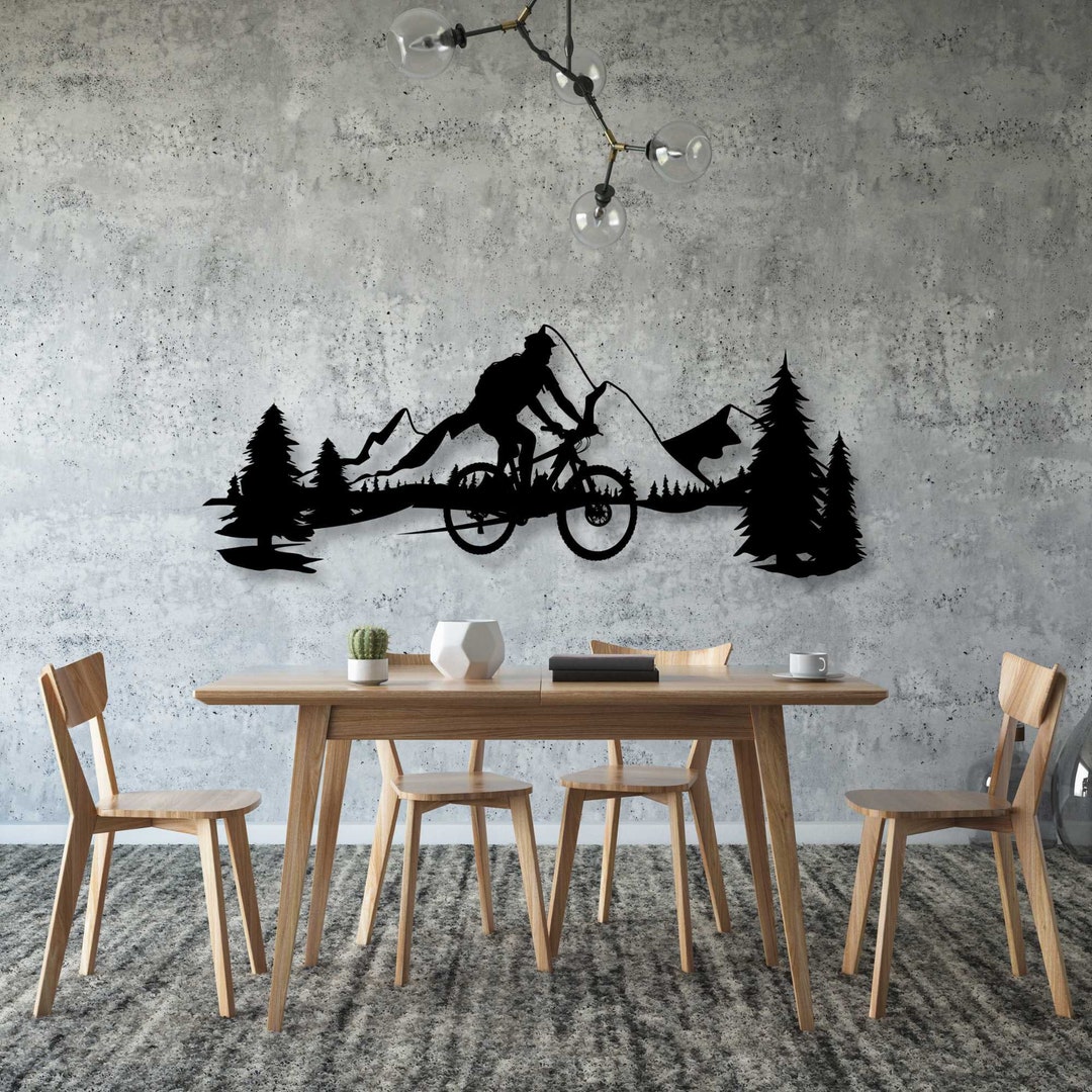 Mountain Bike Adventure Metal Wall Art, Wall Hanging Bicycle Decor ...