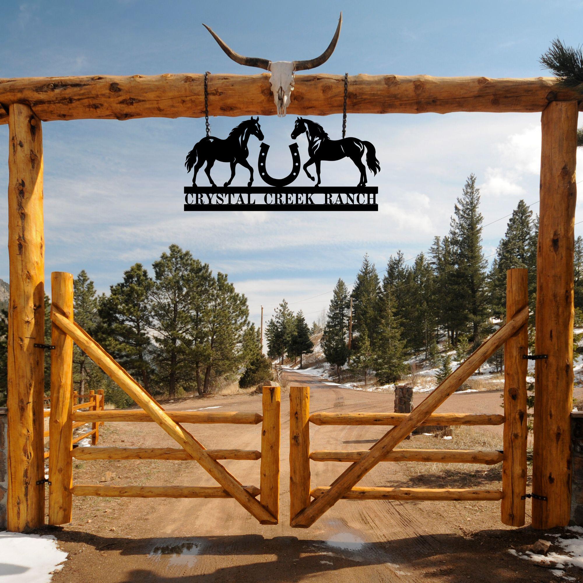 Custom Hanging Ranch Sign, Personalized Gate Entry Plaque, Horse Stable ...