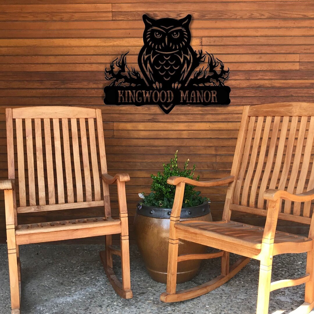 Personalized Family Name Metal Wall Art, Custom Owl Welcome Sign W ...