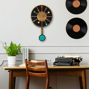 Mid Century Modern Pendulum Ball Clock, Vintage 50s Room Decor, Retro ...