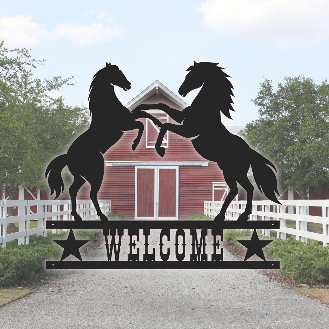 Custom Horse Ranch Metal Sign, Farm Front Entrance Welcome Signage ...
