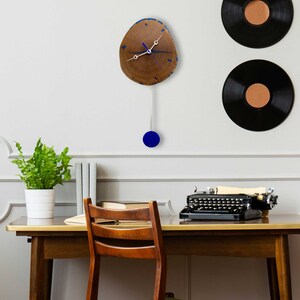 Mesquite Wood Pendulum Wall Clock, Colorful Hanging Art for Wall, Unique Modern Farmhouse Decor ...