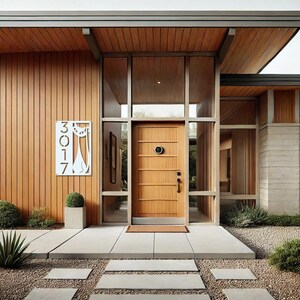 Atomic Cat Address Sign, MCM Vertical Numbers Plaque, Mid Century ...