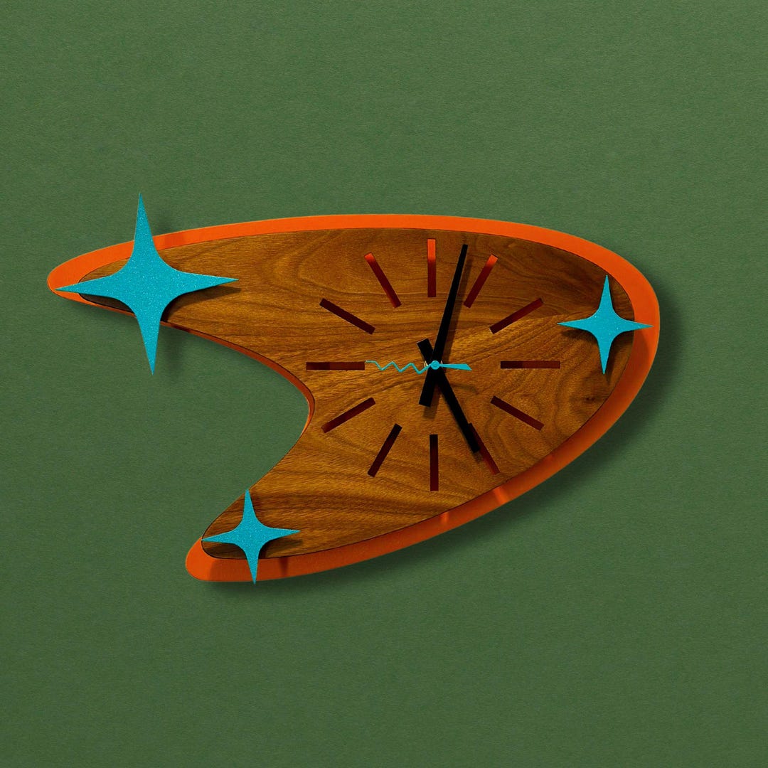 Colorful Boomerang Wall Clock, Mid-century Modern Decor, Retro ...
