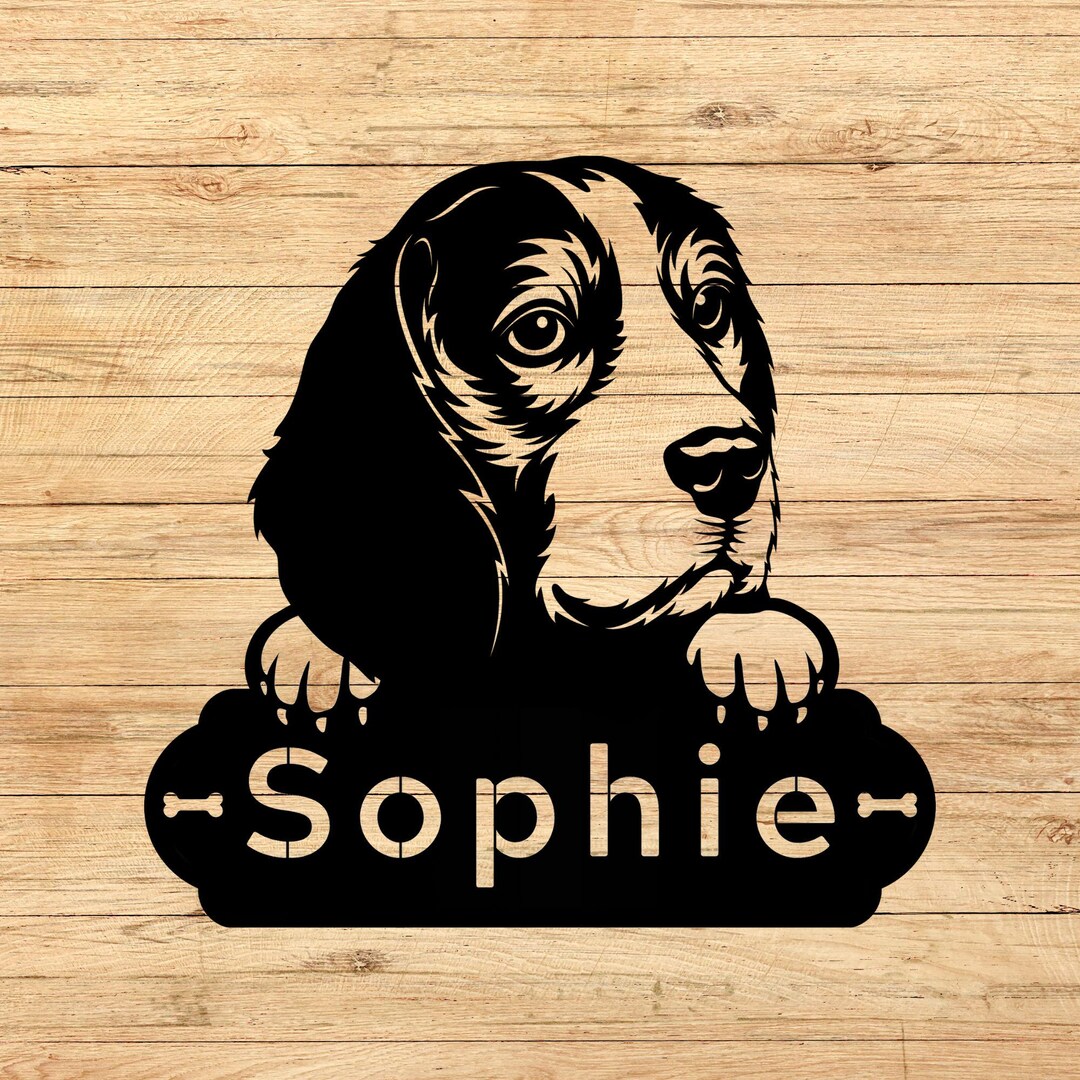 Custom Beagle Dog Name Sign, Canine Breed Metal Wall Plaque, Outdoor ...