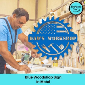Personalized Woodshop Sign, Dad's Workshop Metal Wall Plaque, Custom ...