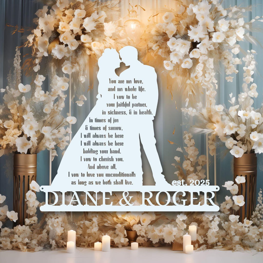 Personalized Wedding Vow Keepsake, Custom Bride and Groom Metal Name ...