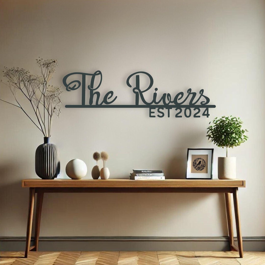 Personalized Cursive Script Name Sign W/ Est., Custom Porch Entryway ...