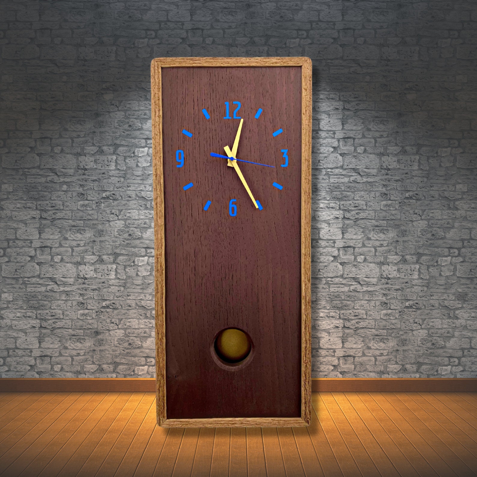 Kingwood Cedar Pendulum Clock in Gold & Blue - Etsy