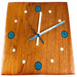 Mahogany Wood Wall Clock W/ Epoxy Inlay Cosmic Blue / Pearl - Etsy