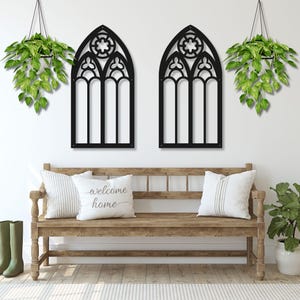 Ornamental Window Metal Wall Art, Architectural Design, Arched French ...