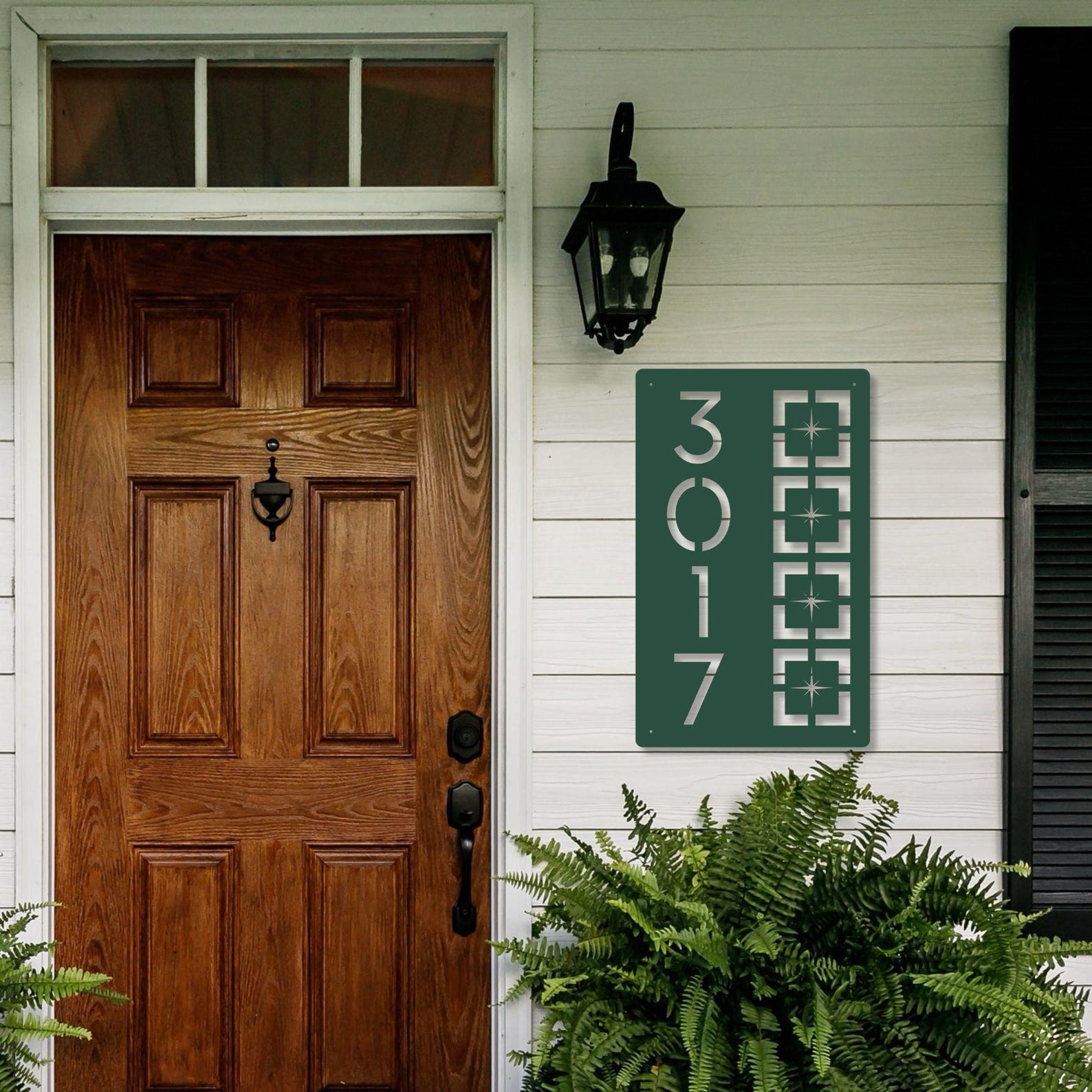 Vertical Address Sign With Starburst, Mid Century Modern Style Outdoor ...