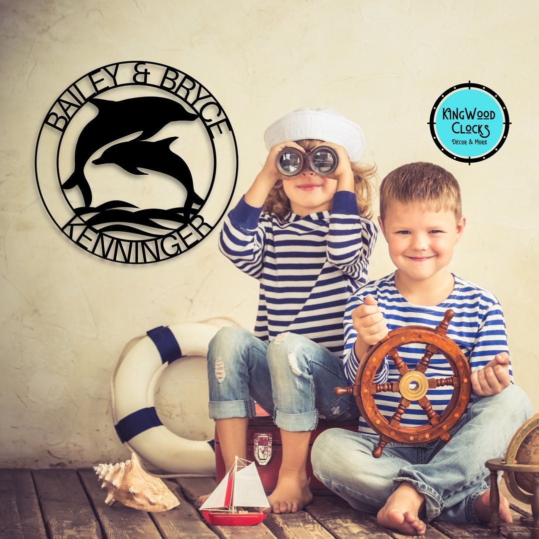 Dolphin Swim Metal Wall Art Personalized Family Name Sign - Etsy