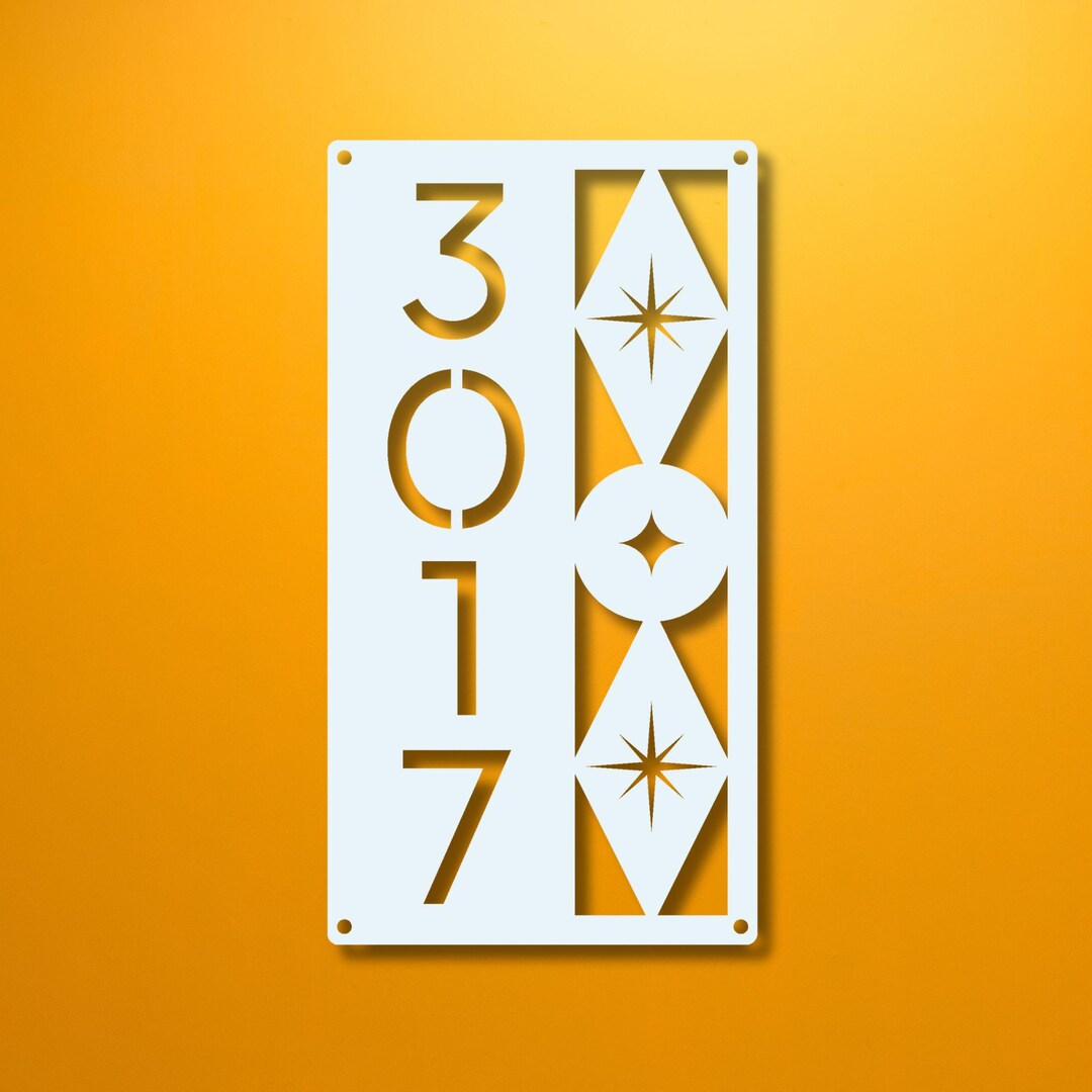 Vertical MCM Address Sign, Exterior House Numbers Plaque, Mid Century ...