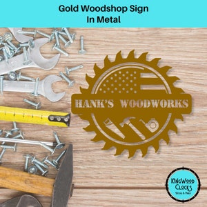 Personalized Woodshop Sign, Dad's Workshop Metal Wall Plaque, Custom ...