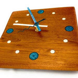 Mahogany Wood Wall Clock W/ Epoxy Inlay Cosmic Blue / Pearl - Etsy