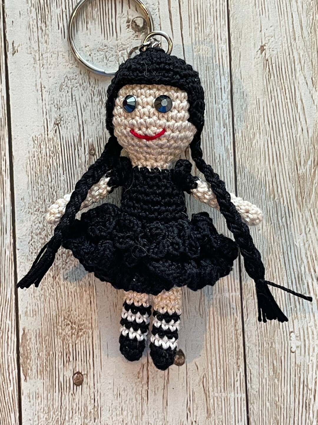 Wednesday Addams Key Chain | Hand Crochet - Etsy