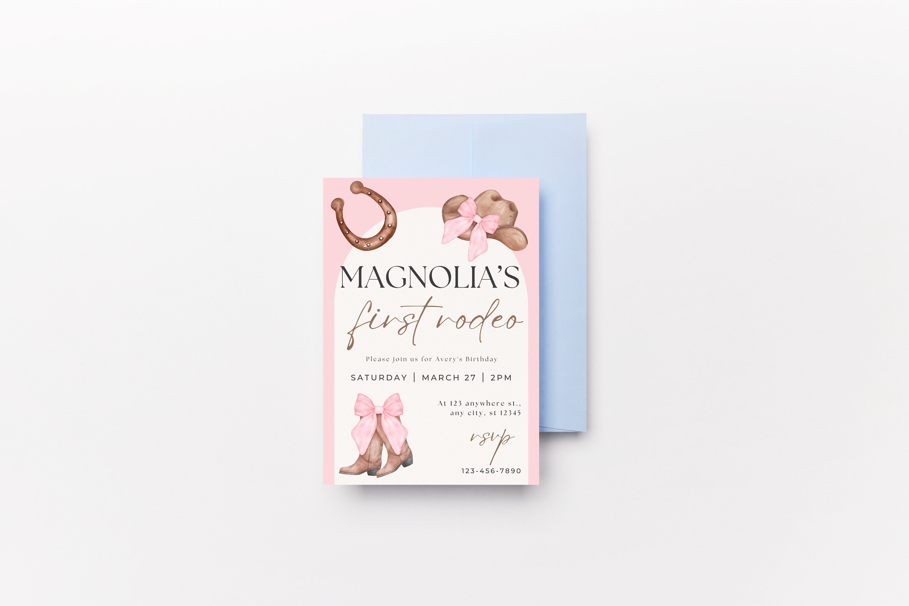 Editable Girls First Rodeo Birthday Invitation | Canva Template ...